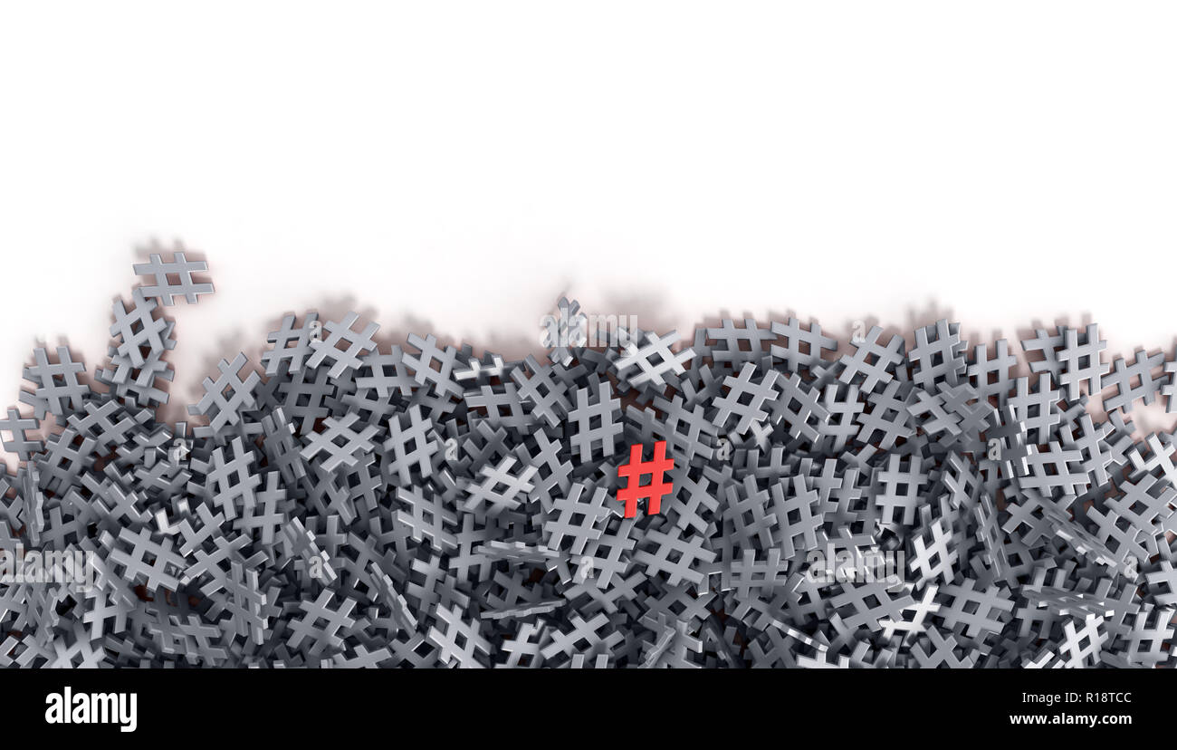 Infinite red hash-tag on a plane original 3d rendering image Stock ...