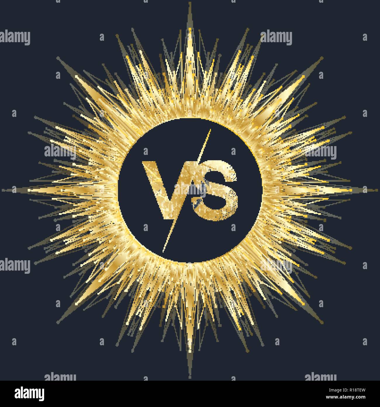 VS letters in the fractal element with connected lines and dots. Poster ...