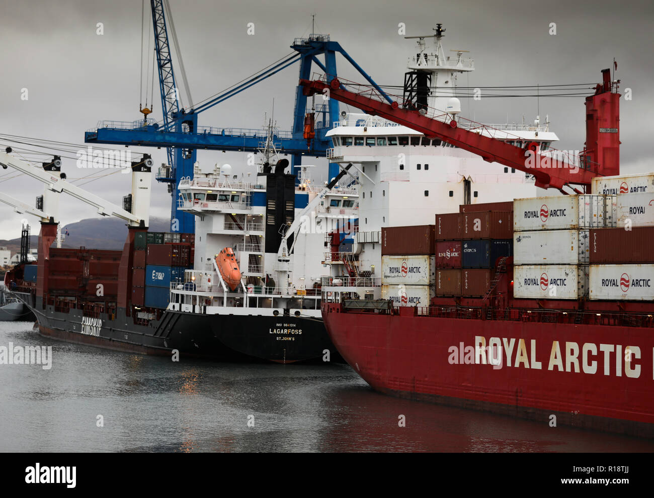 Commercial shipping in Sundahöfn port of Reykjavik: Iceland Stock Photo ...