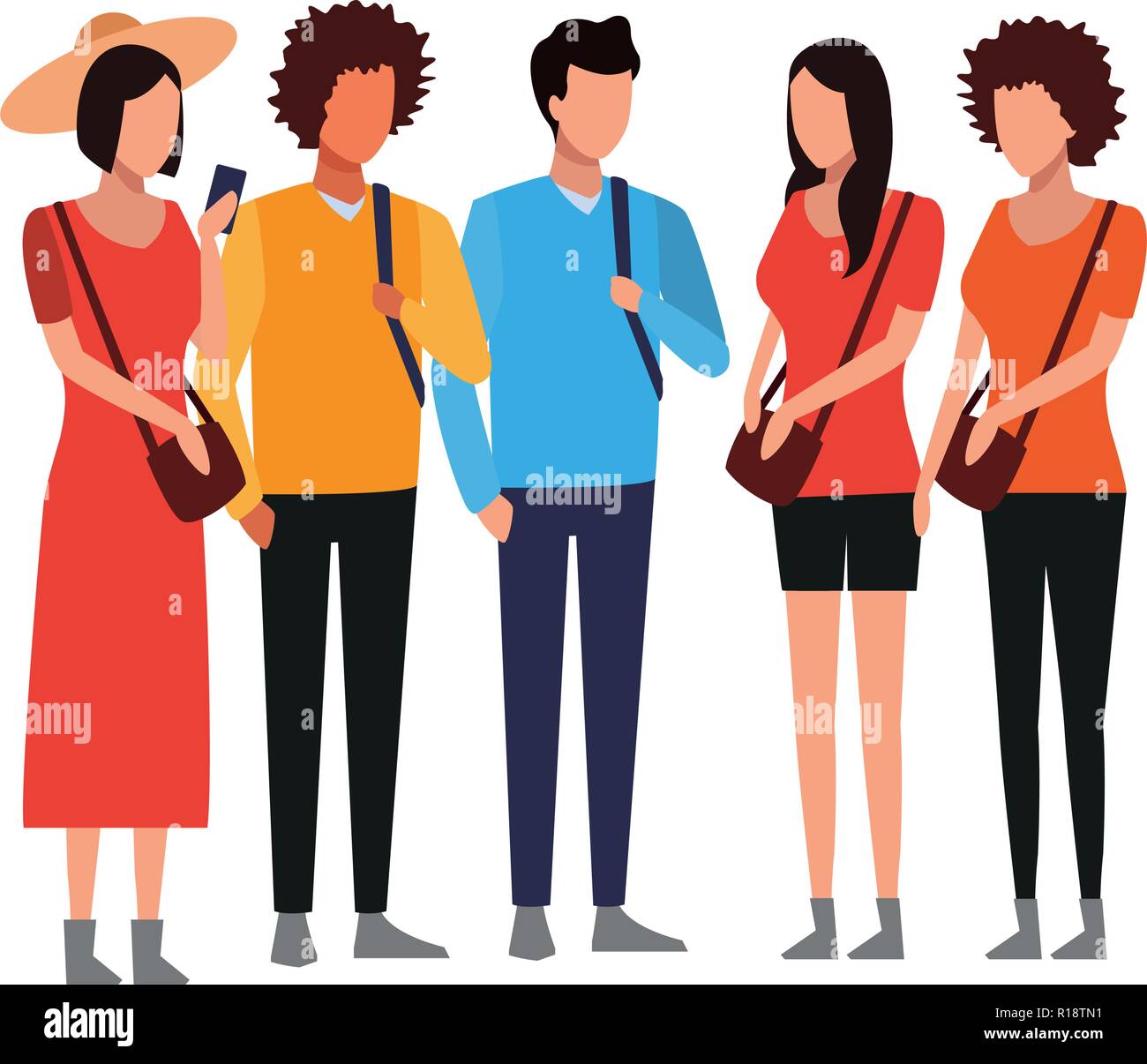 Students friends with backpack and handbags vector illustration graphic ...