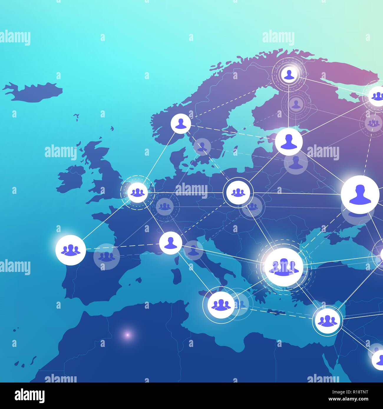 Connected network business vector map hi-res stock photography and ...