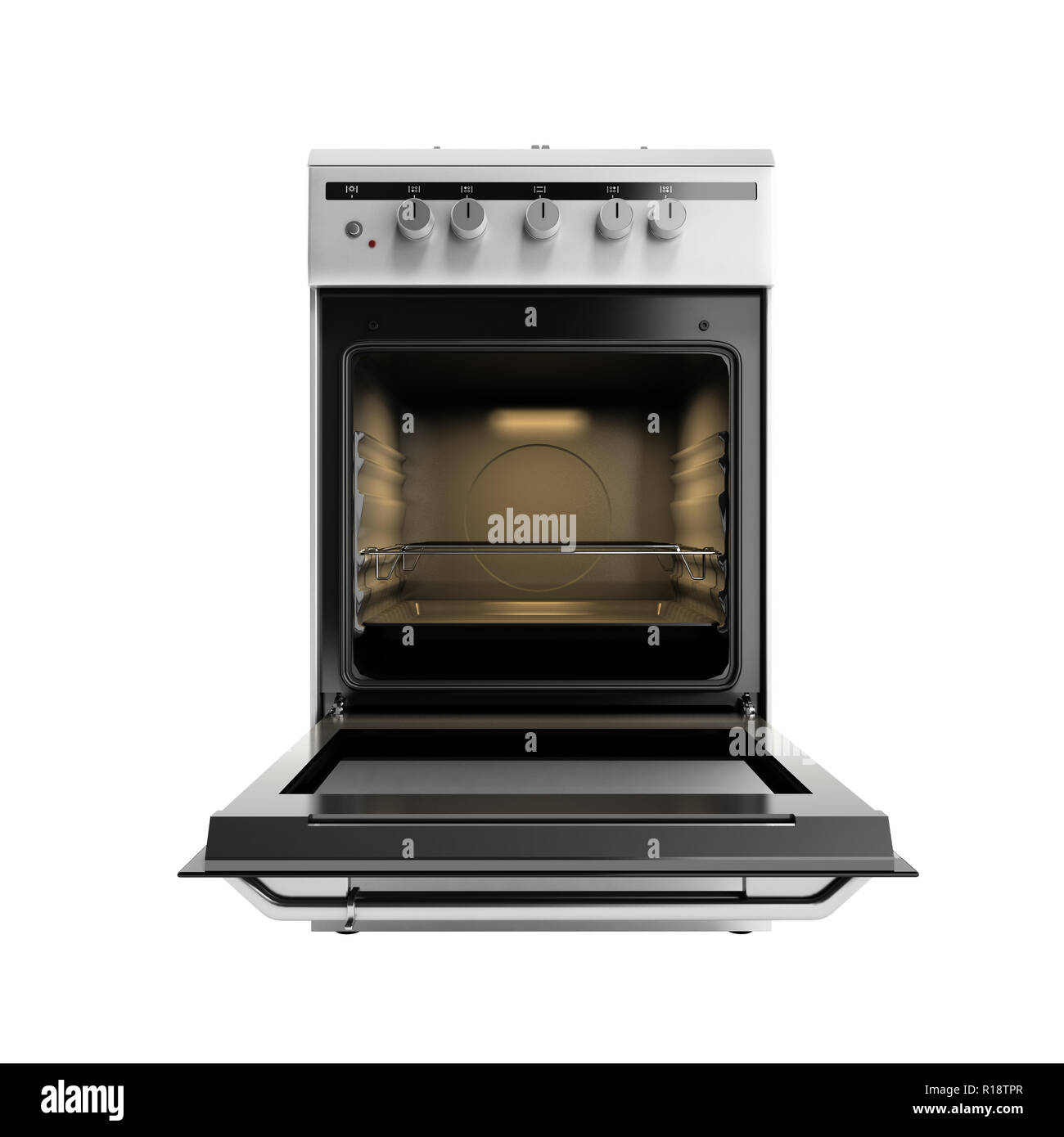 open gas stove 3d render isolated no shadow Stock Photo - Alamy