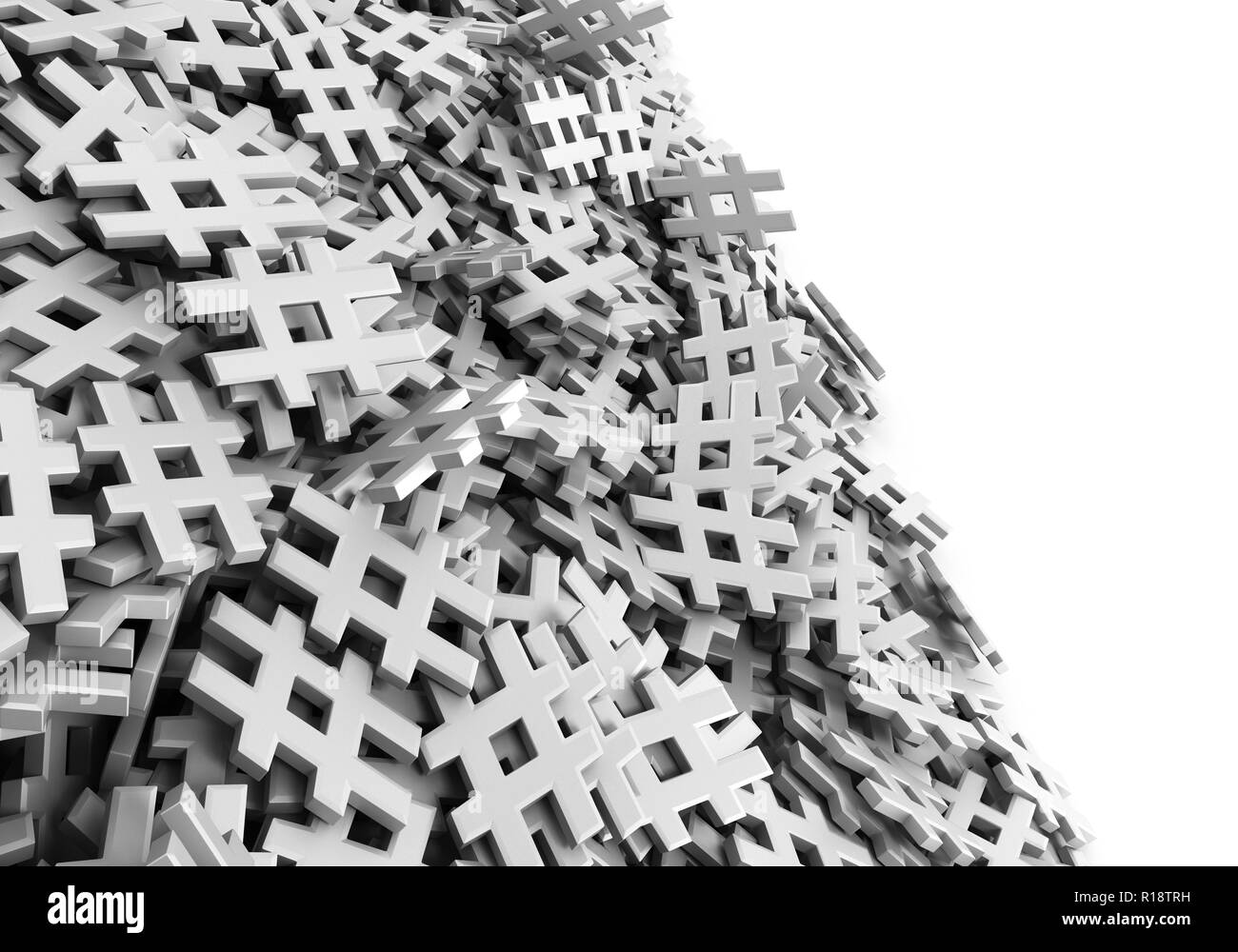 Infinite white hash tag on a plane original 3d rendering illustration ...