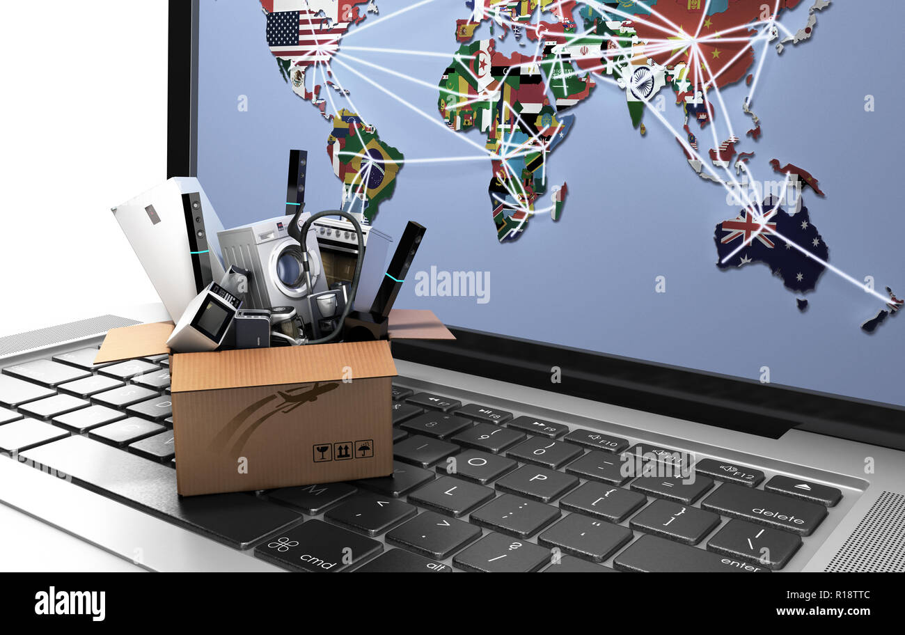 E-commerce or online shopping concept Home appliance in box on the ...