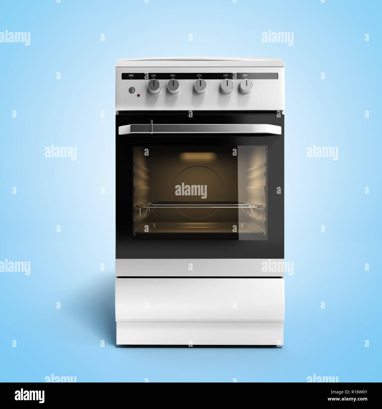 Gas stove 3d render on blue gradient background Stock Photo - Alamy