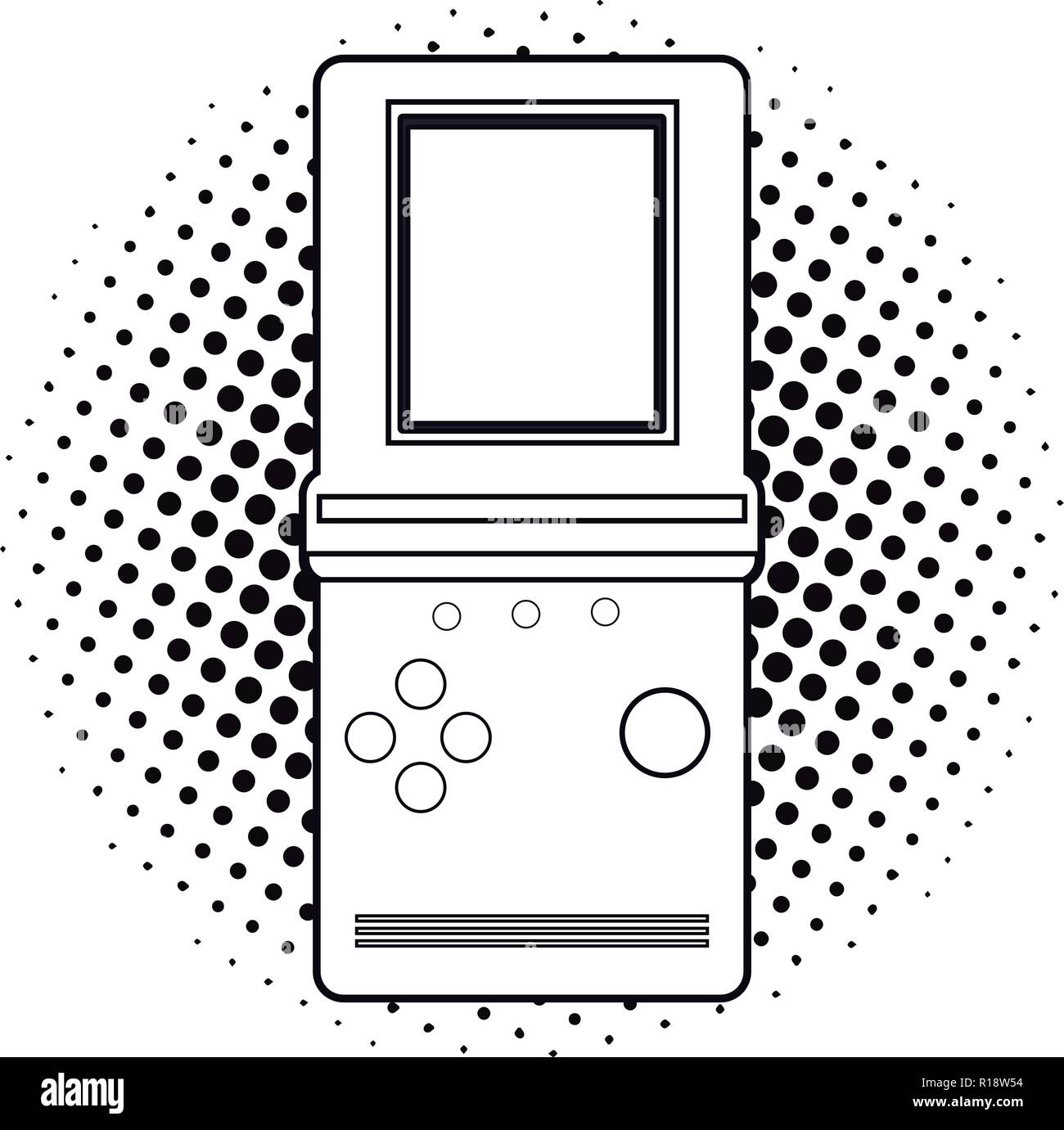 pop art retro portable videogame console cartoon vector illustration ...