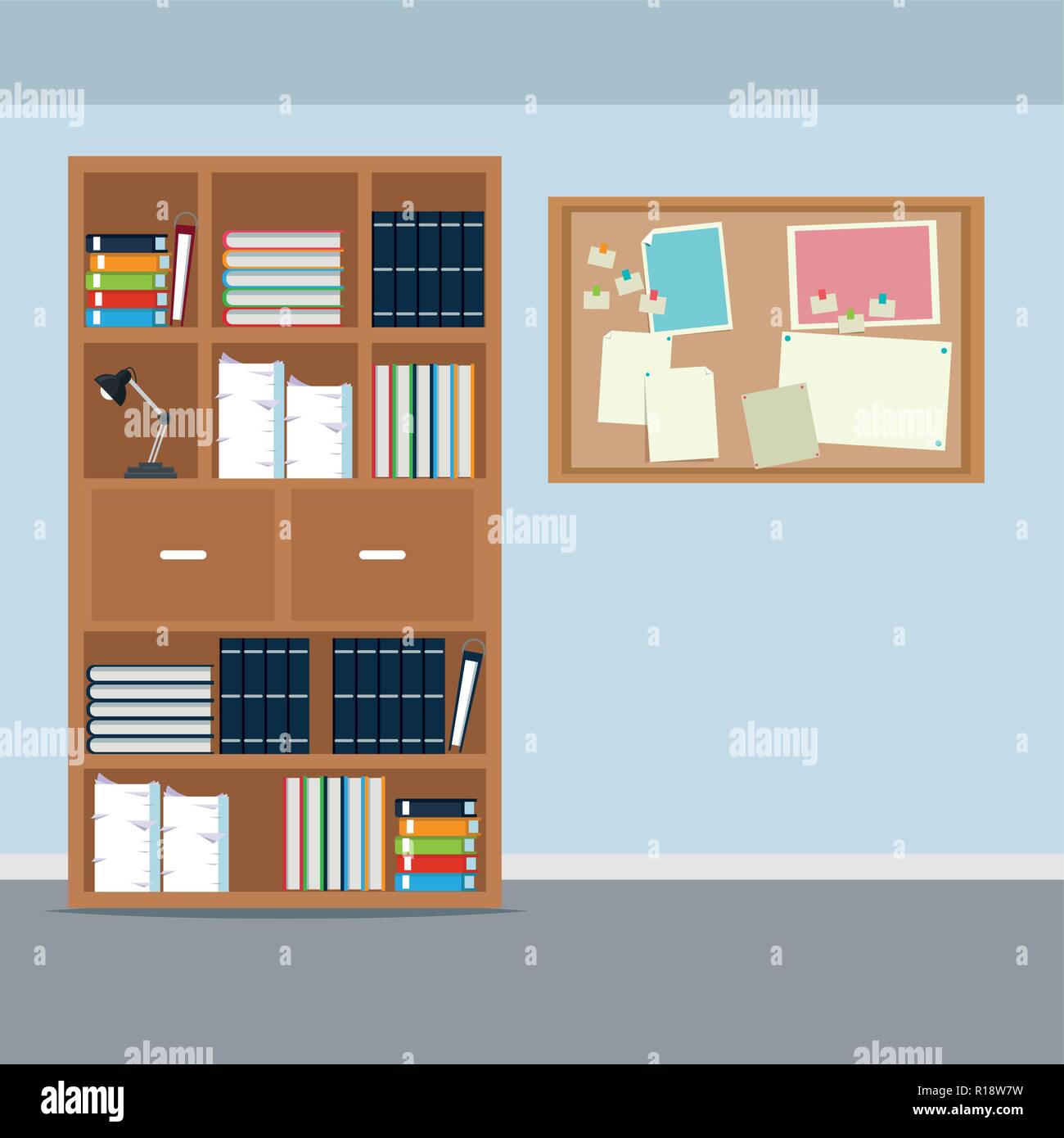 office work place cartoon vector illustration graphic design Stock ...