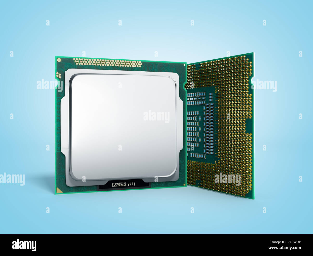Central Computer Processors CPU High resolution 3d illustration on blue ...