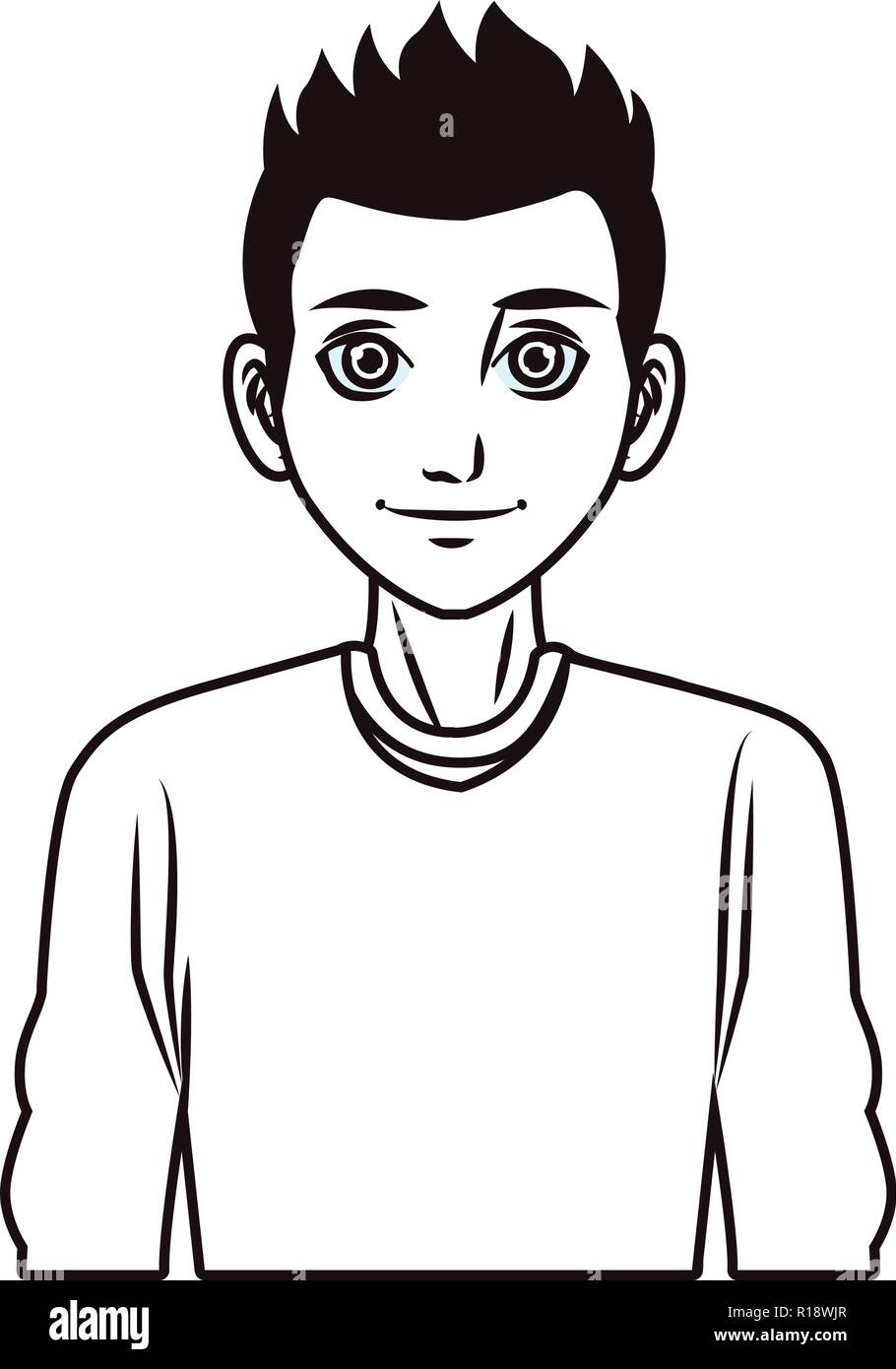 young man face cartoon in front of camera vector illustration graphic ...