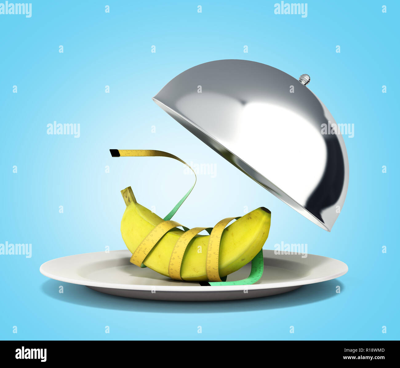 Concepts for a healthy food Restaurant cloche with open lid 3d render ...