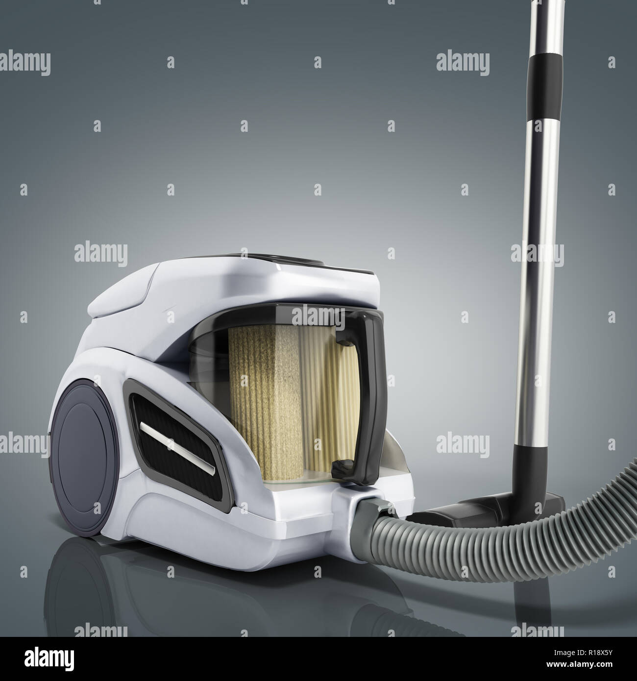 3d render of vacuum cleaner isolated on grey Stock Photo - Alamy