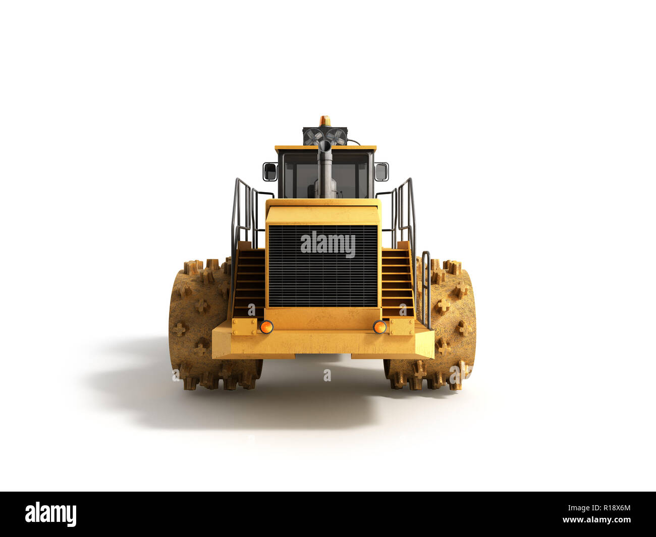 Yellow Bulldozer back 3d render on white Stock Photo - Alamy