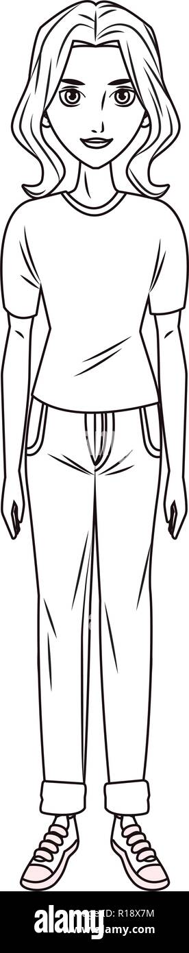 young woman body cartoon vector illustration graphic design Stock ...