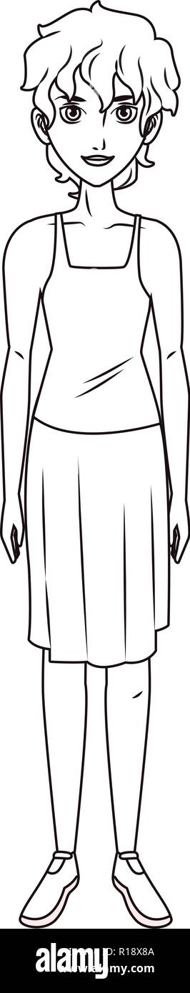 young woman body cartoon vector illustration graphic design Stock ...