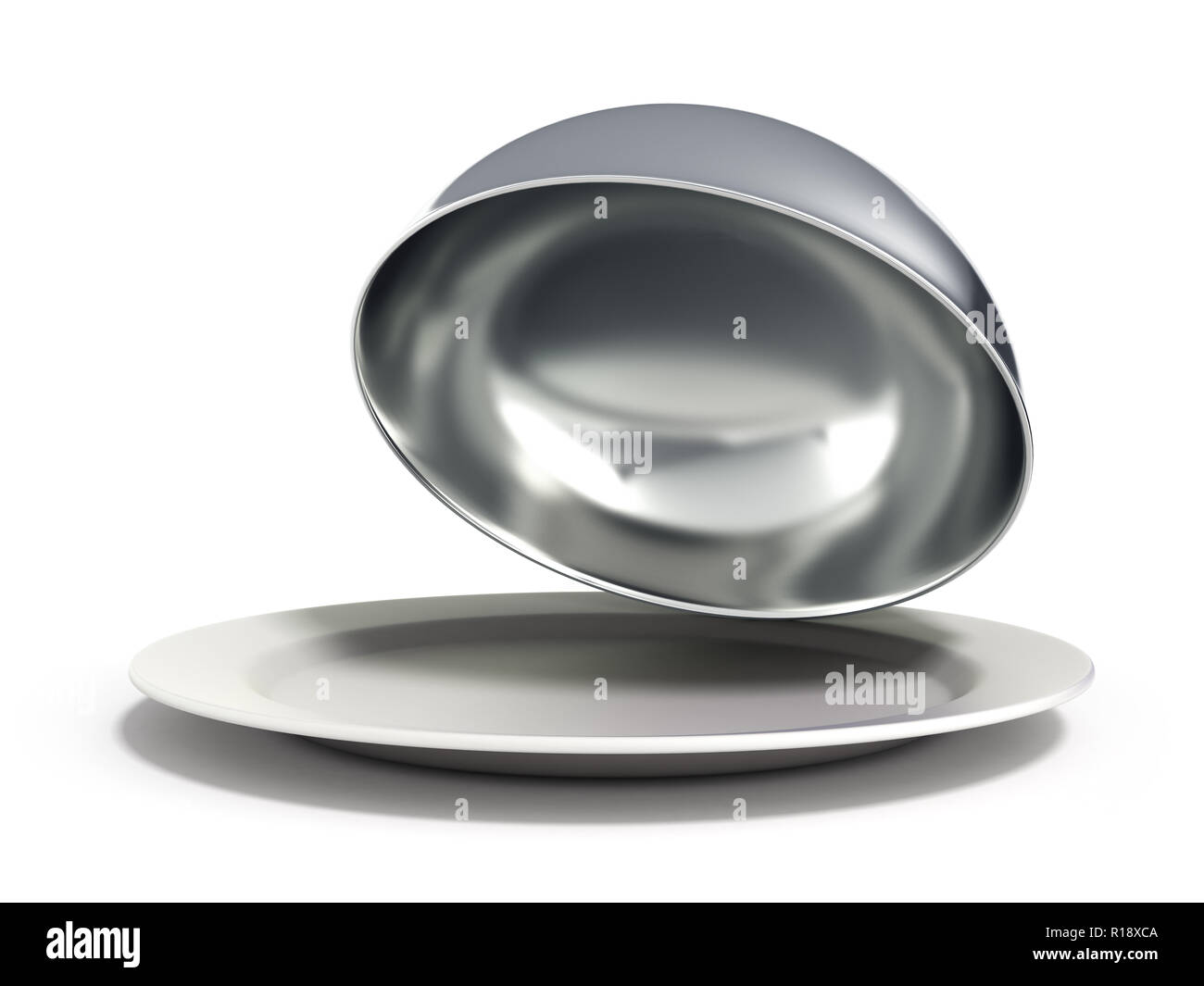 Restaurant cloche with open lid 3d render Stock Photo - Alamy