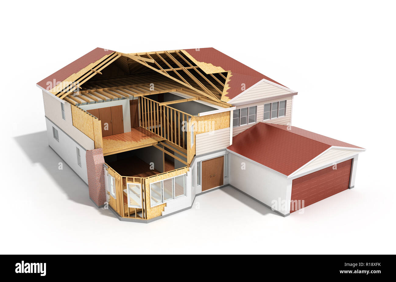 build House Three-dimensional image 3d render on white background Stock ...