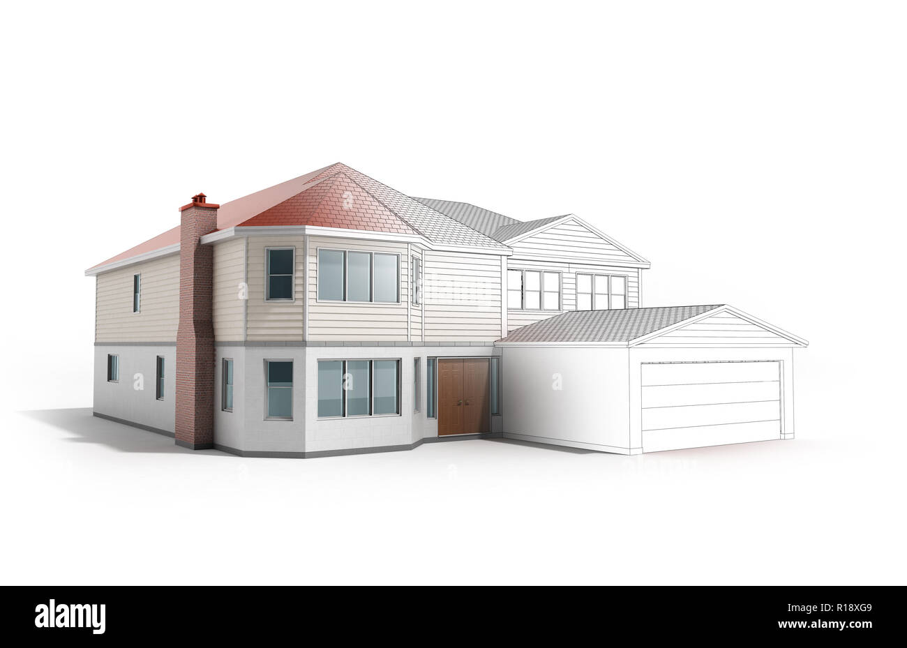 House Three-dimensional image building concept 3d render on white Stock ...