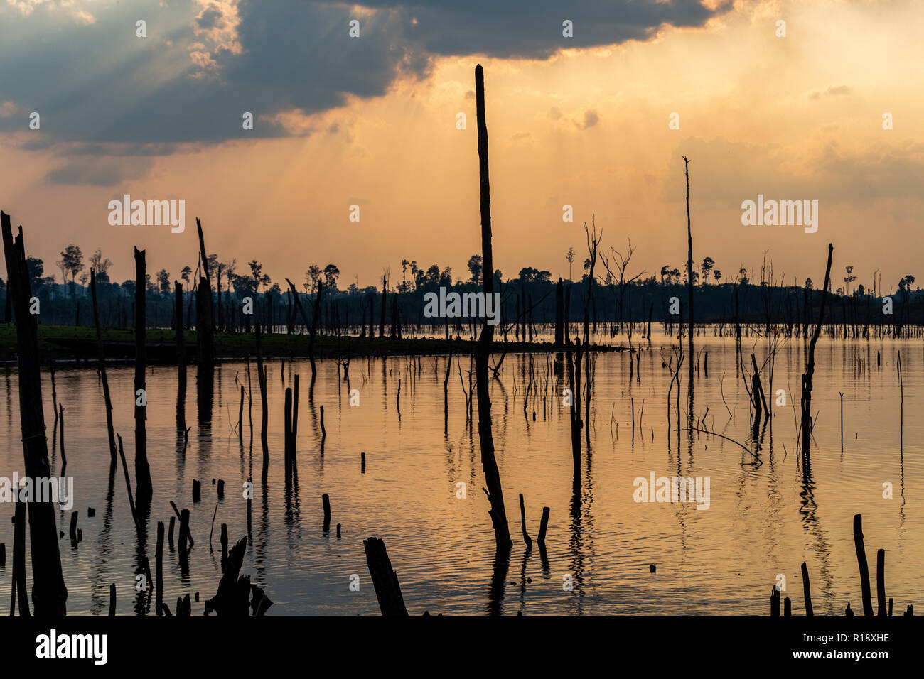 Thakhek, Laos - April 19 2018: Irreal view of a landscape in one of the ...