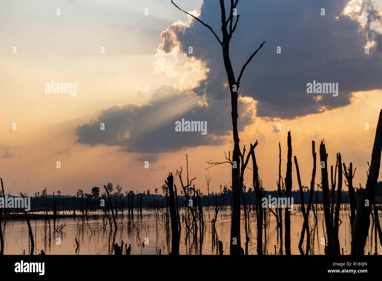 Thakhek, Laos - April 19 2018: Irreal view of a landscape in one of the ...
