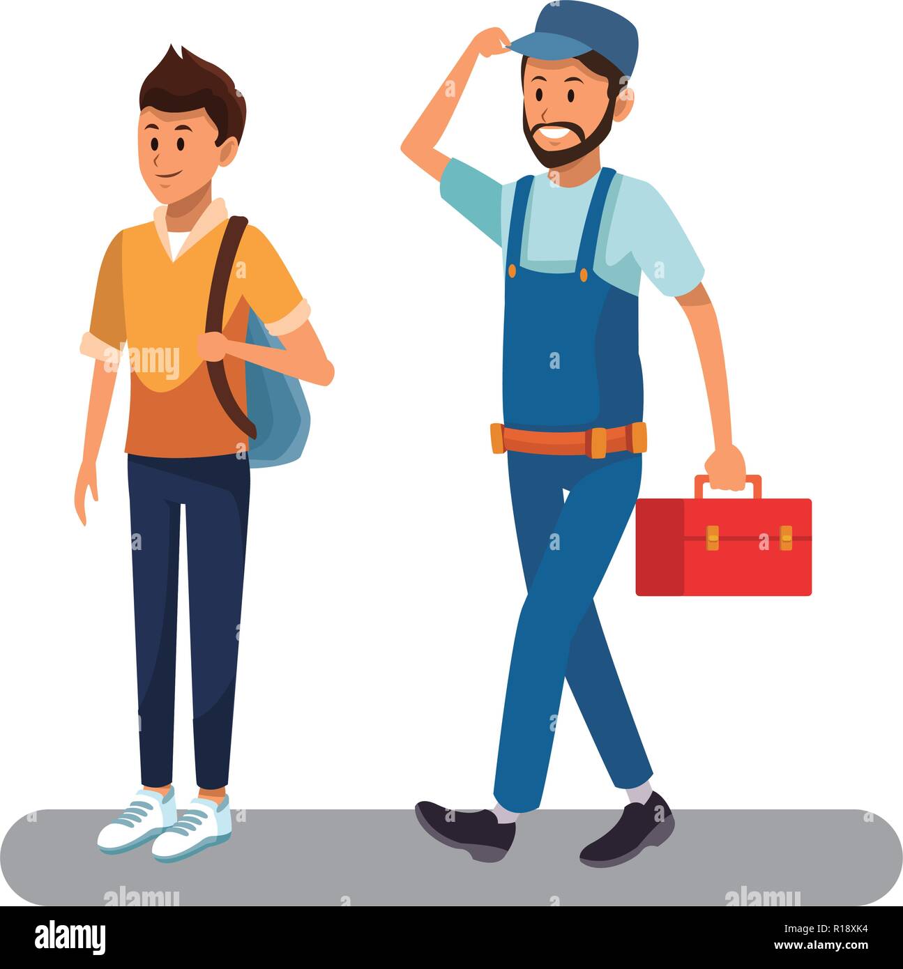 young man with repair man cartoon vector illustration graphic design ...