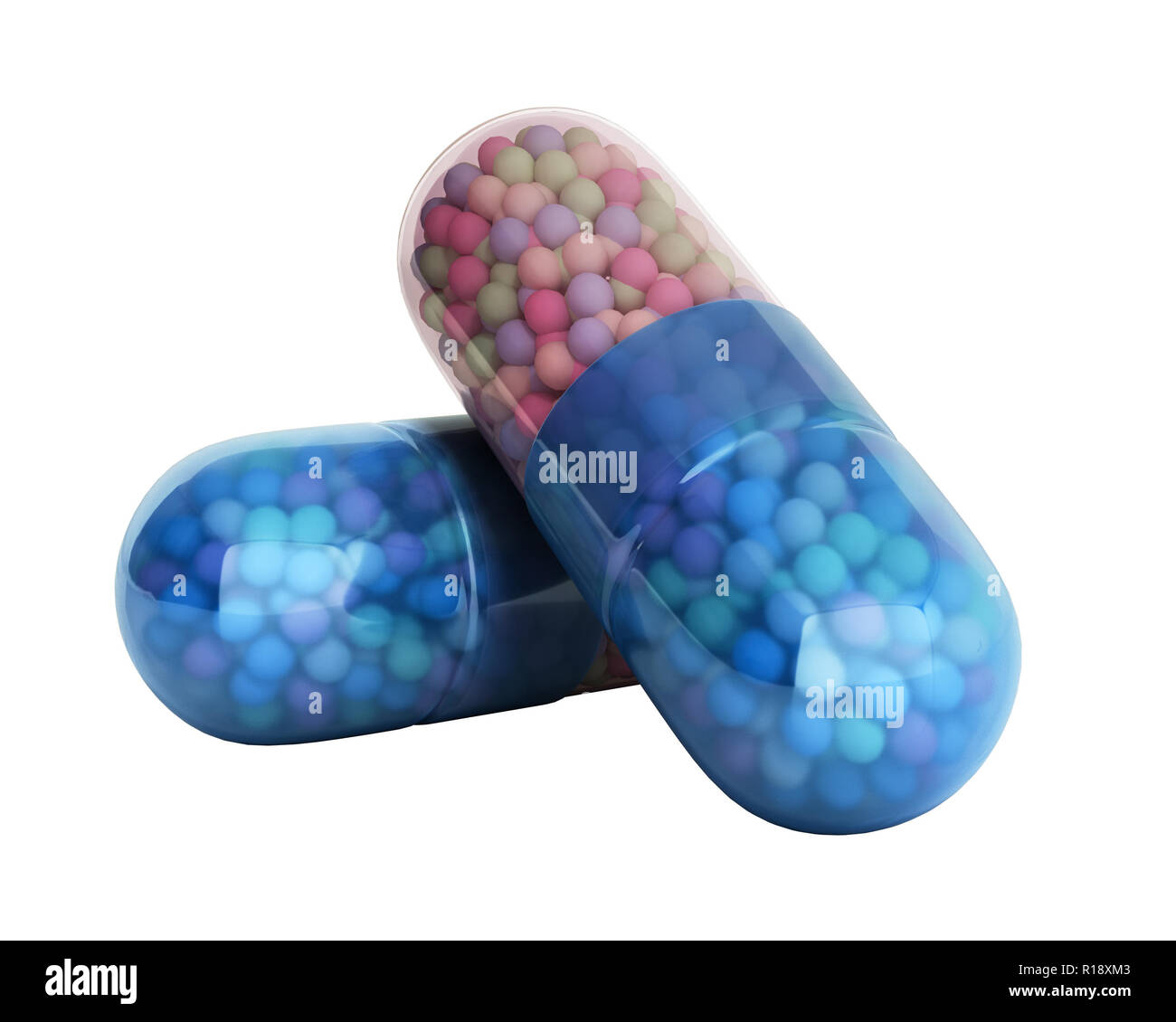 two medical pills 3d illustration no shadow Stock Photo - Alamy