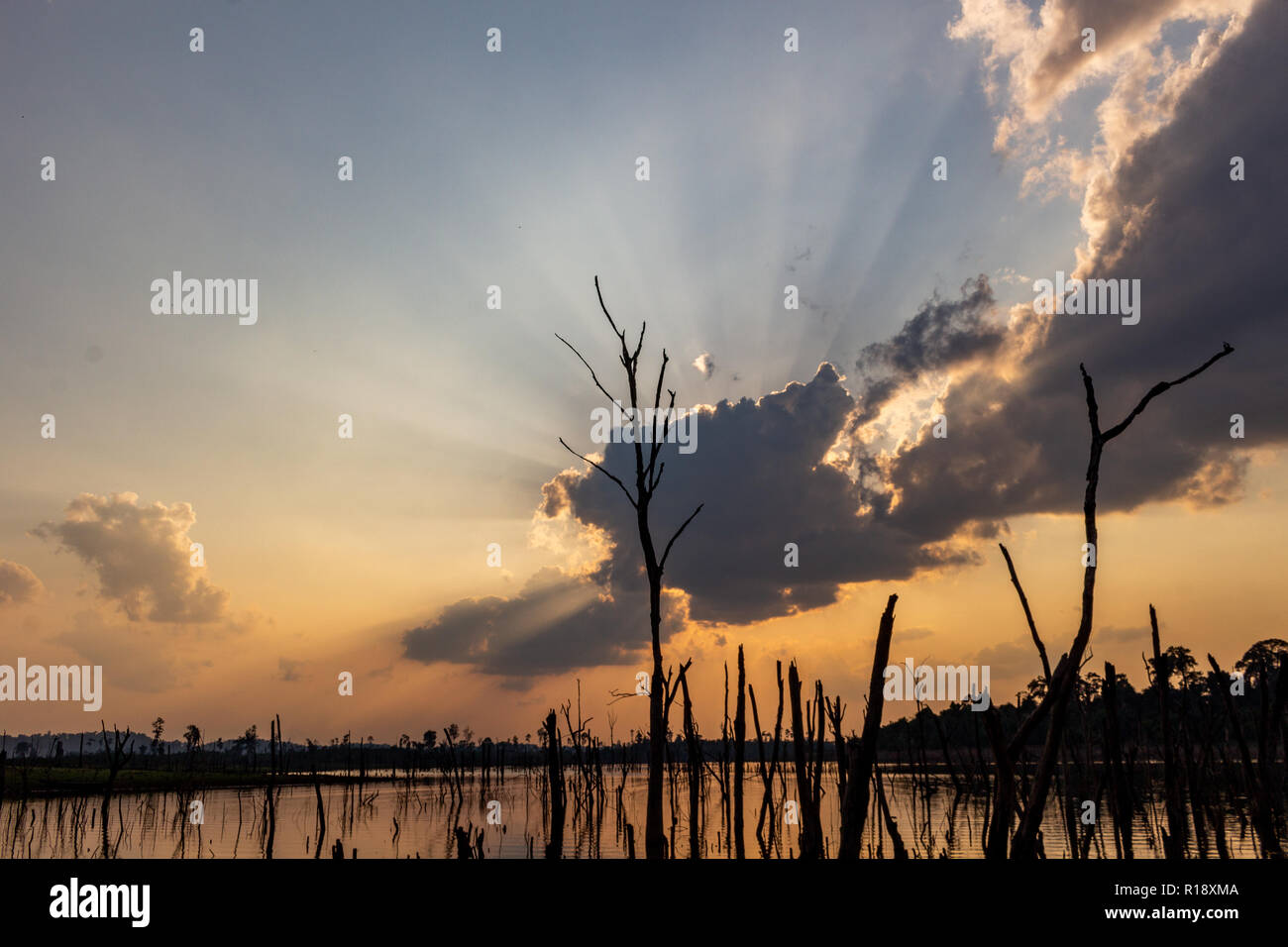 Thakhek, Laos - April 19 2018: Irreal view of a landscape in one of the ...