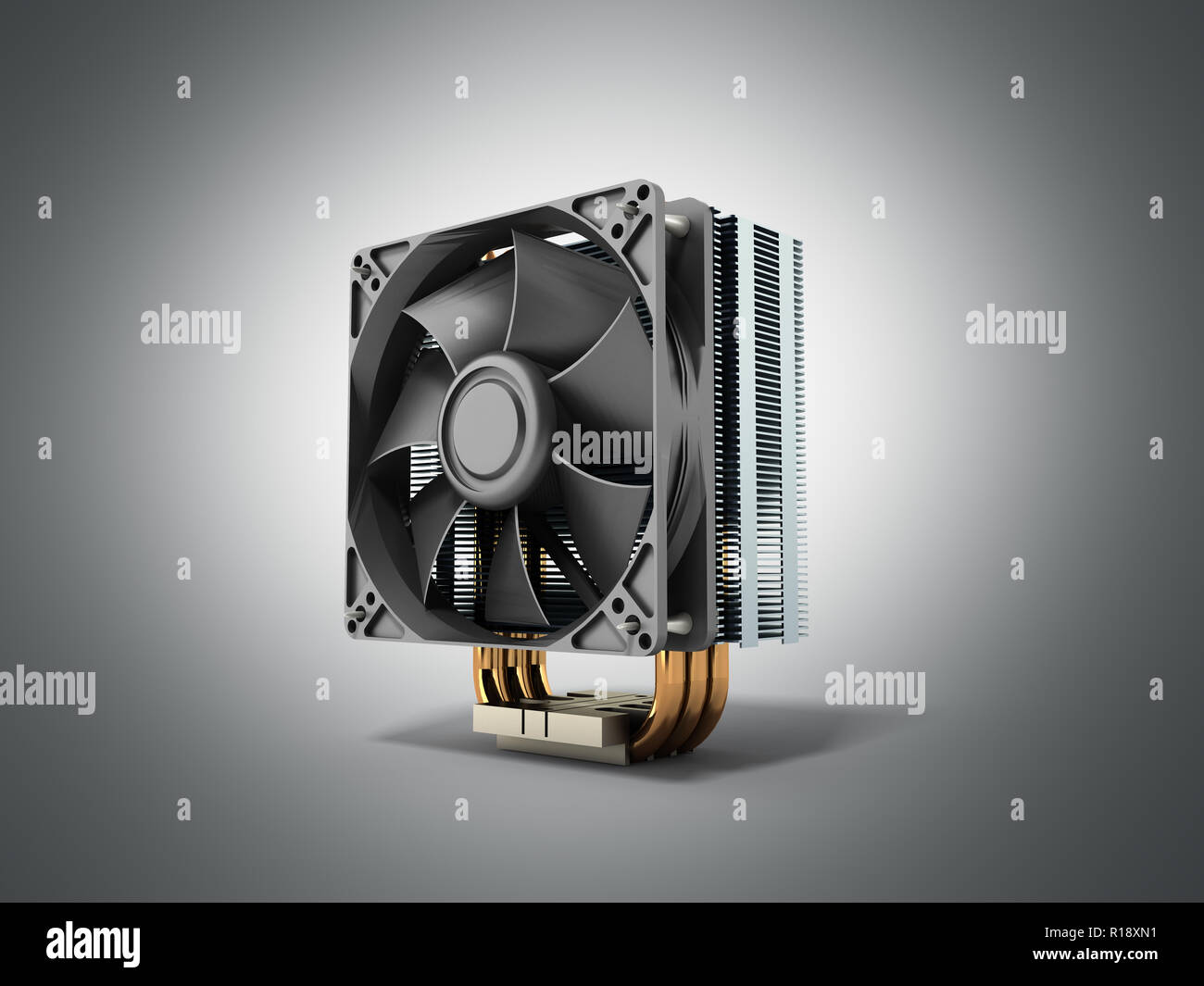 Active CPU cooler with the aluminum finned heat-sink and the fan 3d ...