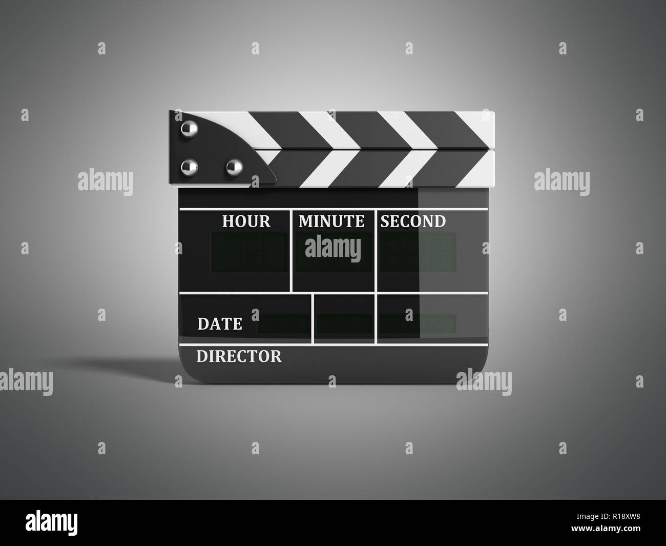 movie clapper board high quality 3d render on grey Stock Photo - Alamy