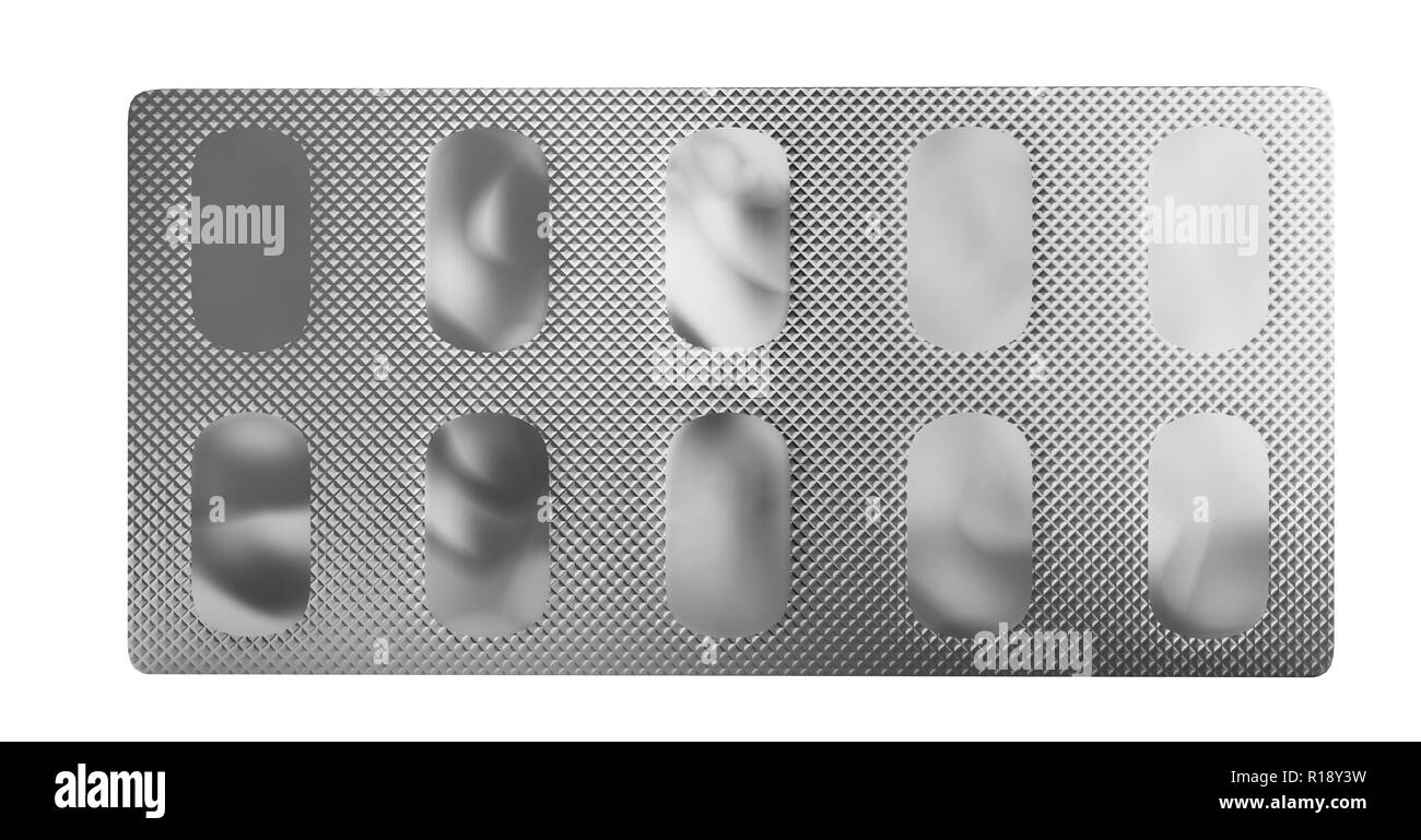 Pills Package Blister back side 3D illustration no shadow Stock Photo ...