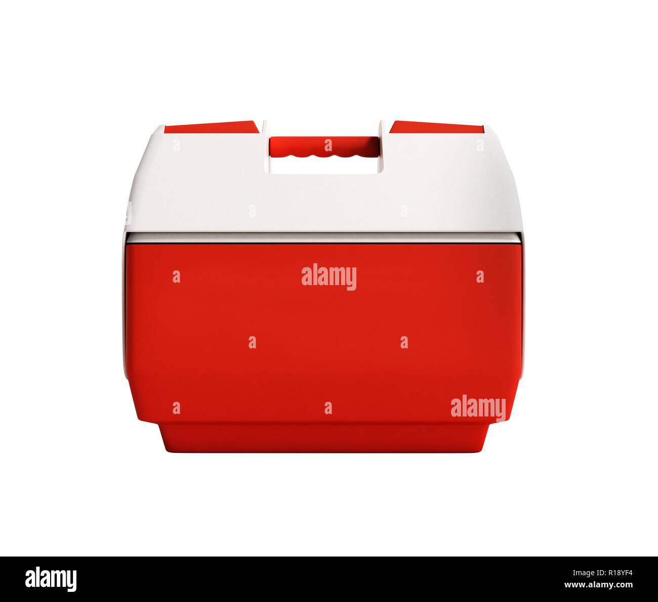 closed refrigerator box red 3d render no shadow Stock Photo - Alamy