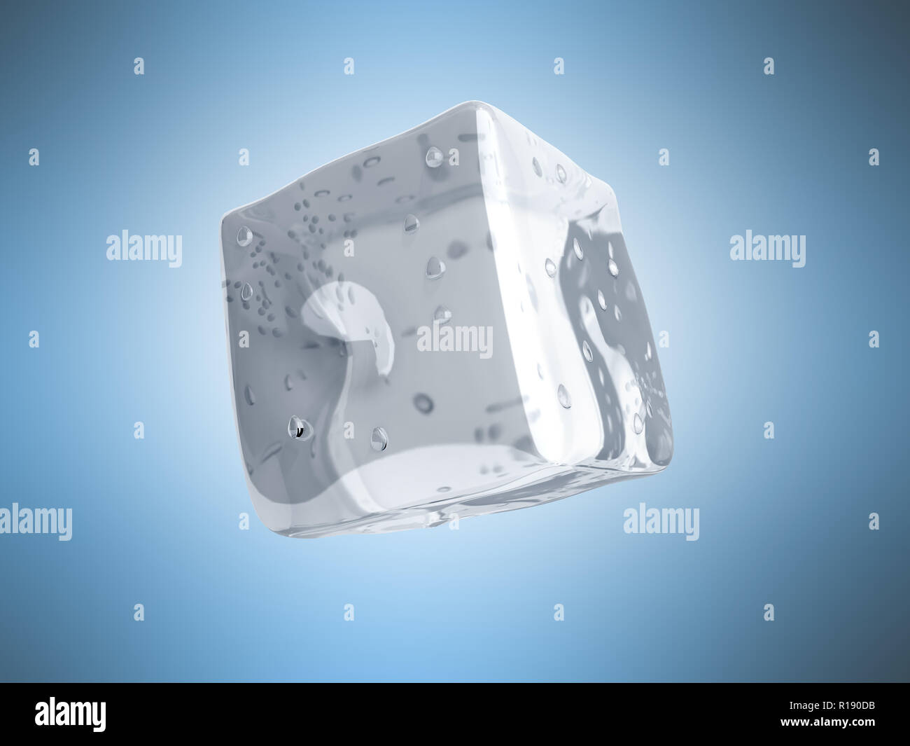 ice cube 3d render on blue background Stock Photo - Alamy