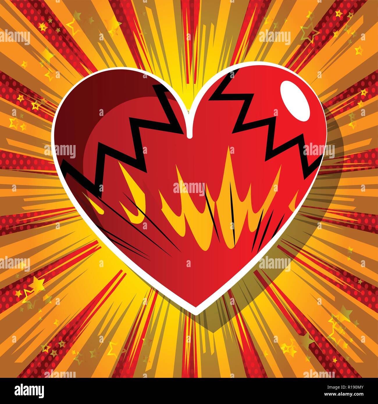 Vector illustrated comic book style heart, abstract love symbol. Icon ...