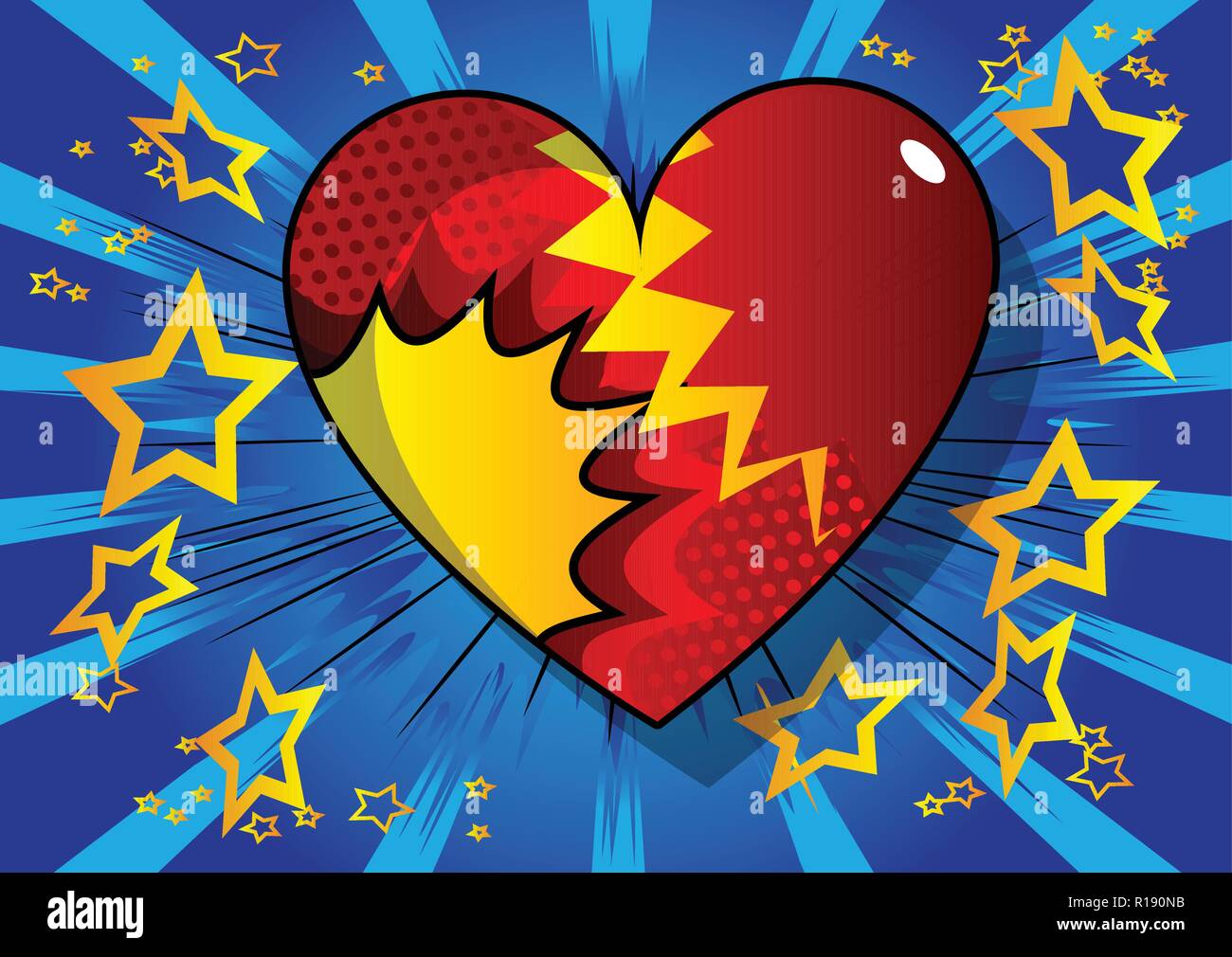 Vector illustrated comic book style heart, abstract love symbol. Icon ...