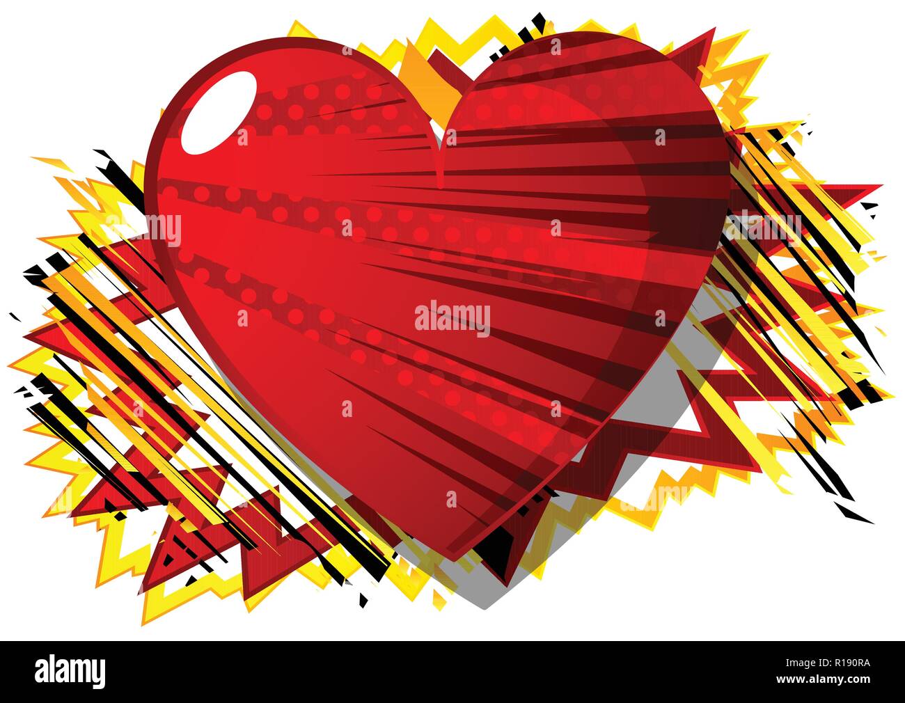 Vector illustrated comic book style heart, abstract love symbol. Icon ...