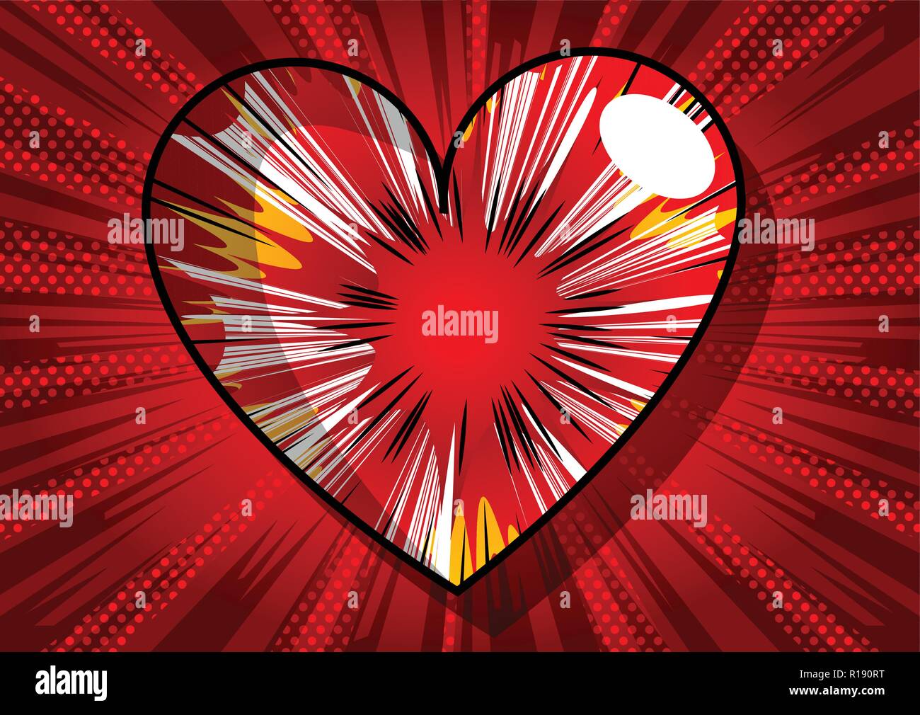 Vector illustrated comic book style heart, abstract love symbol. Icon ...