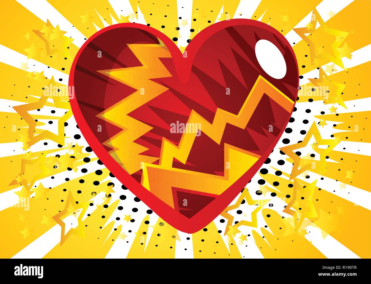 Vector illustrated comic book style heart, abstract love symbol. Icon ...