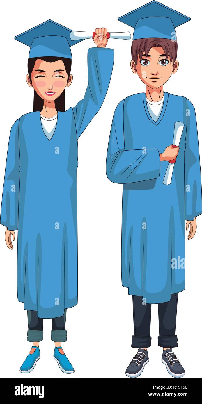 Graduate young couple cartoon hi-res stock photography and images - Alamy