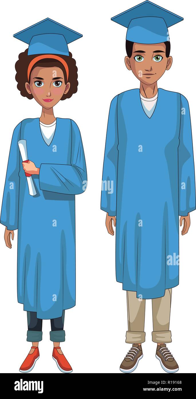 Graduate young couple cartoon hi-res stock photography and images - Alamy