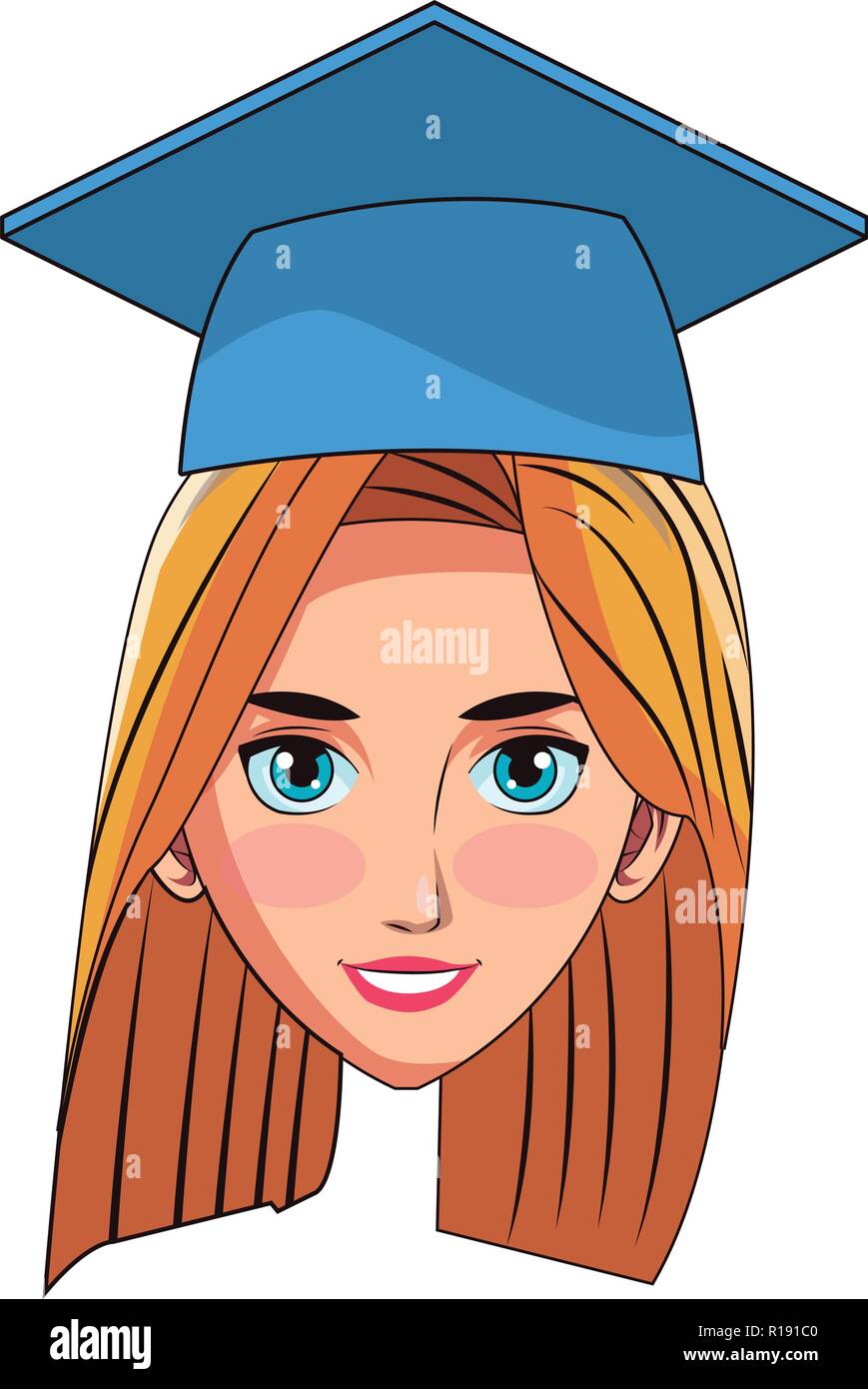 graduate young woman face cartoon vector illustration graphic design ...