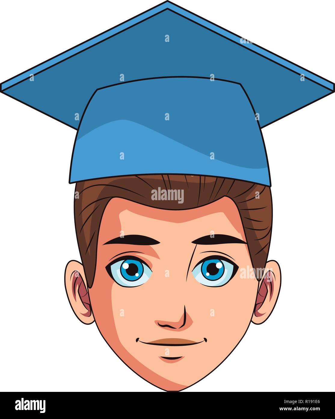 young graduate man face cartoon vector illustration graphic design ...