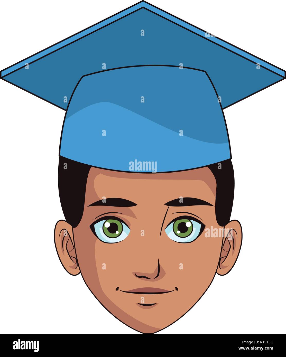 young graduate man face cartoon vector illustration graphic design ...