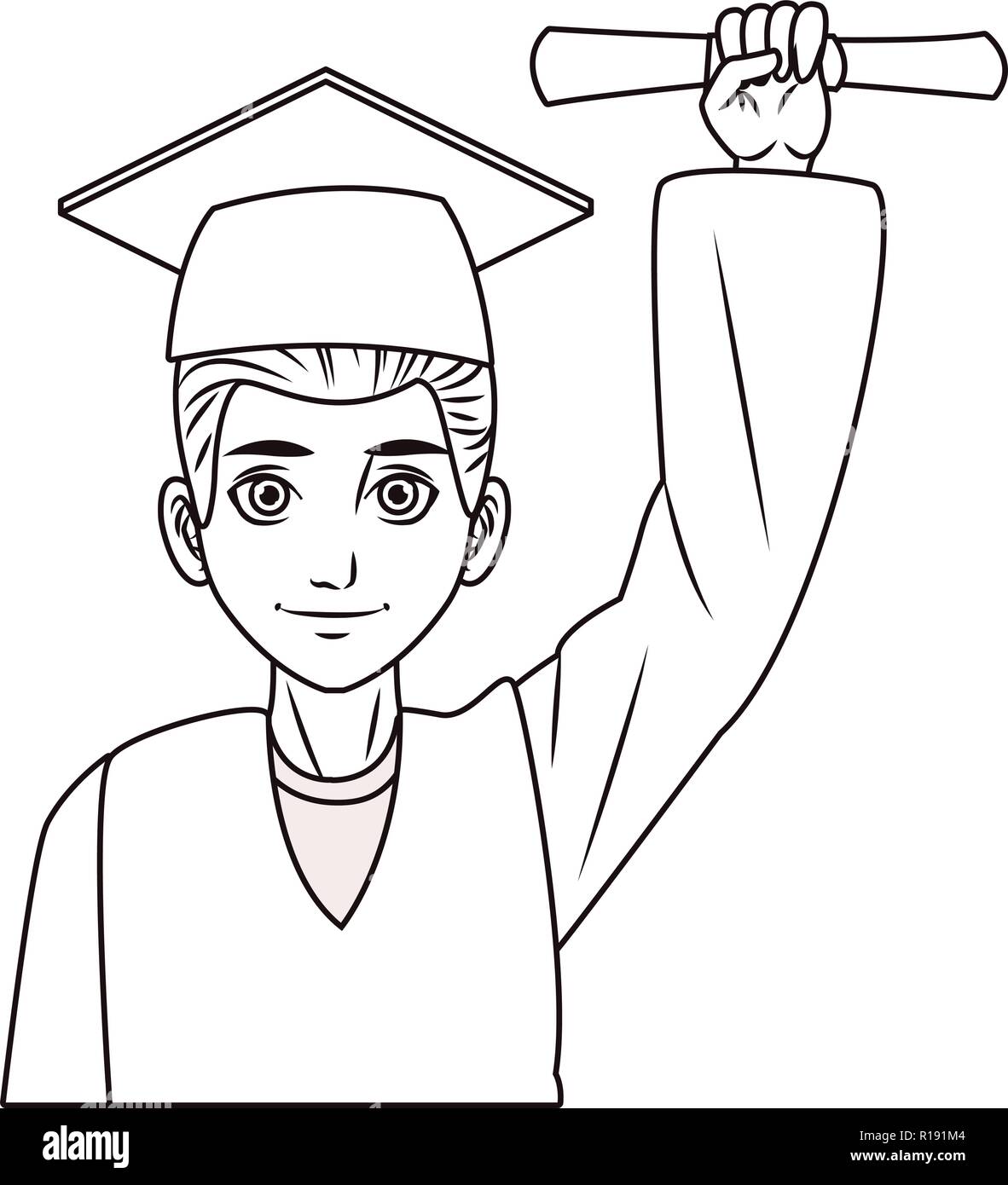 young graduate man face cartoon vector illustration graphic design ...