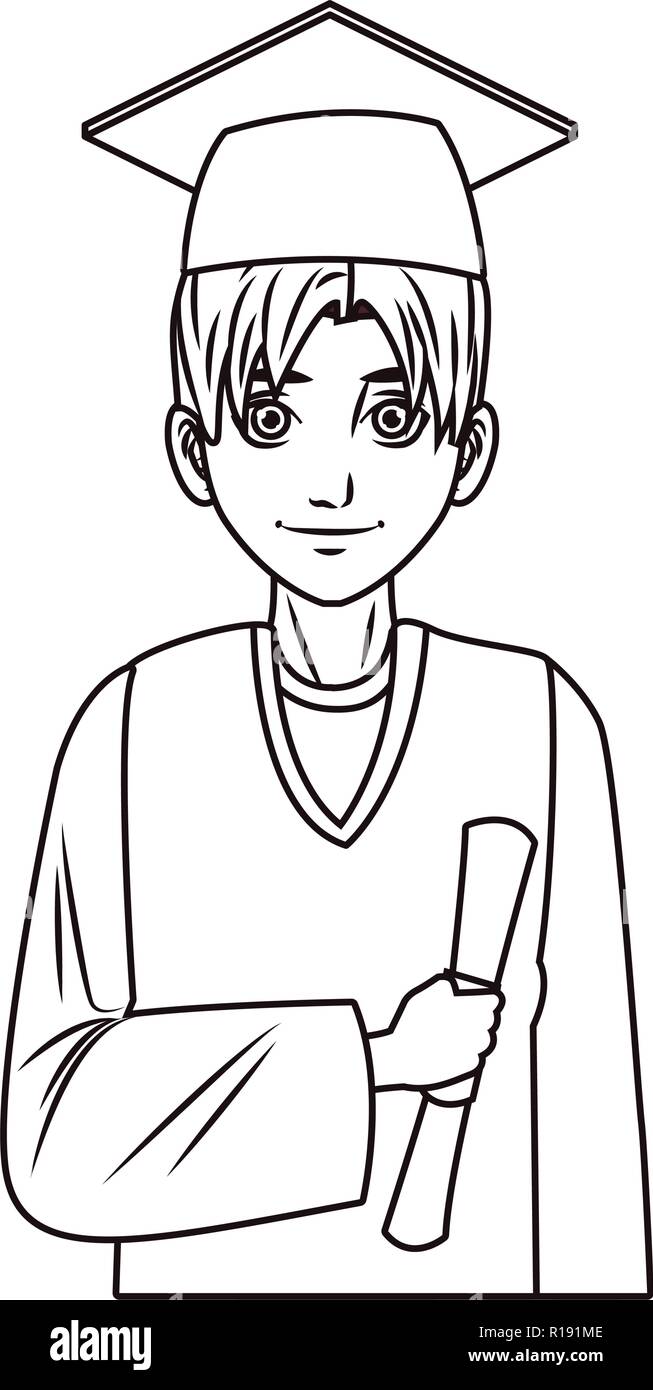 young graduate man face cartoon vector illustration graphic design ...