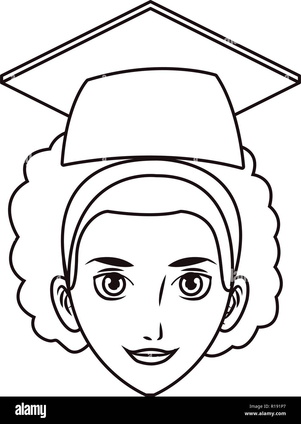 graduate young woman face cartoon vector illustration graphic design ...