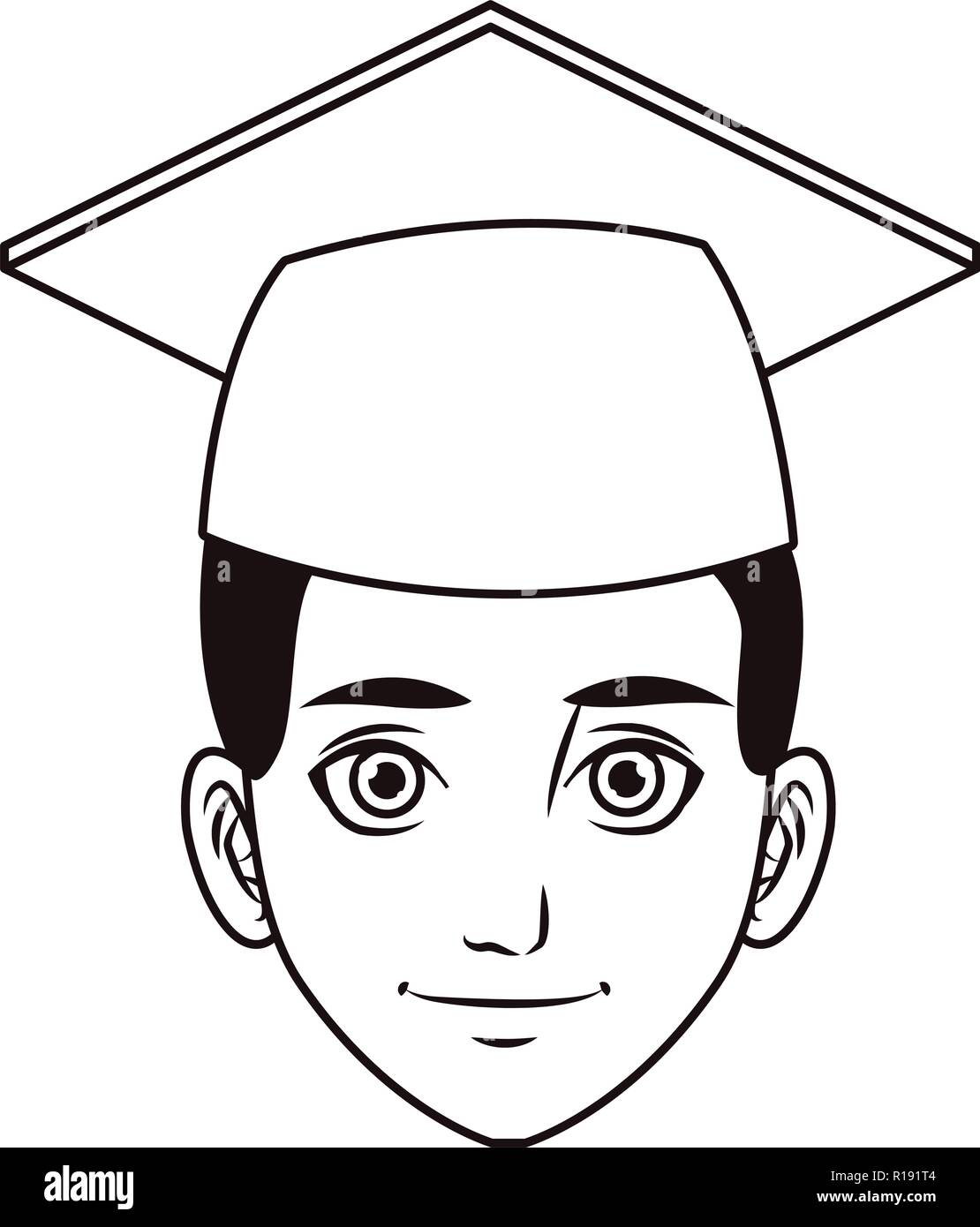 young graduate man face cartoon vector illustration graphic design ...