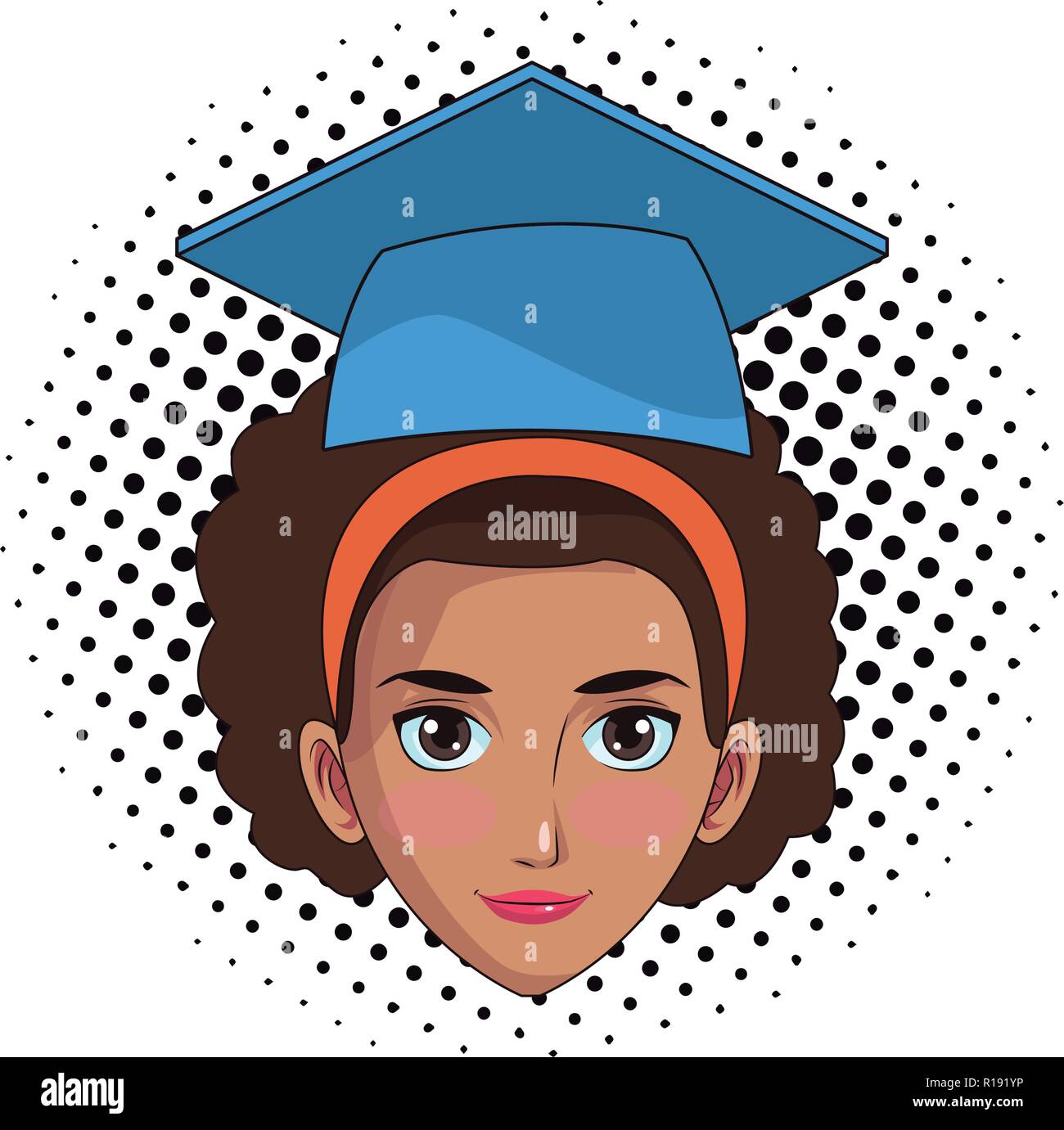 graduate young woman face cartoon vector illustration graphic design ...