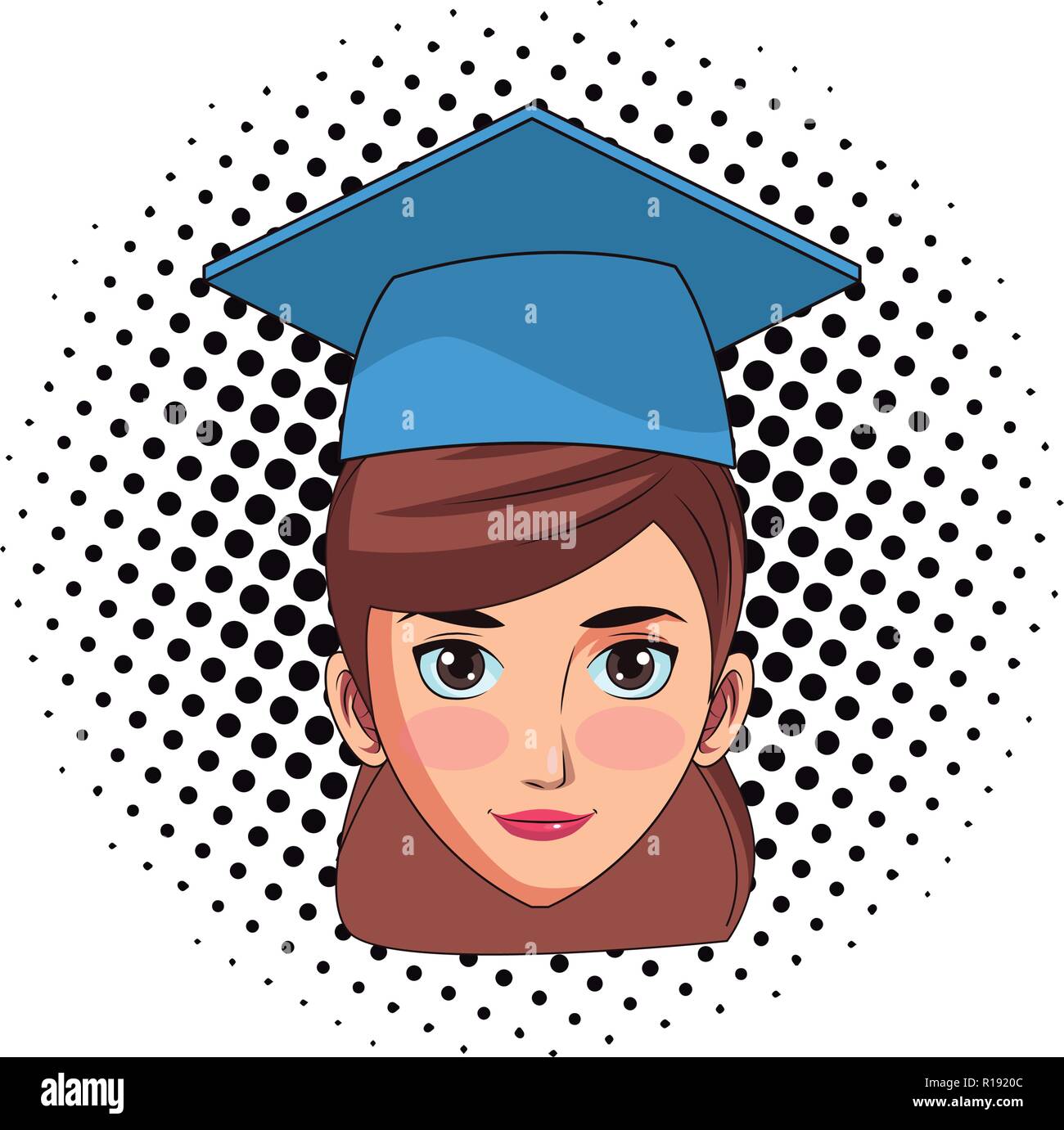 graduate young woman face cartoon vector illustration graphic design ...