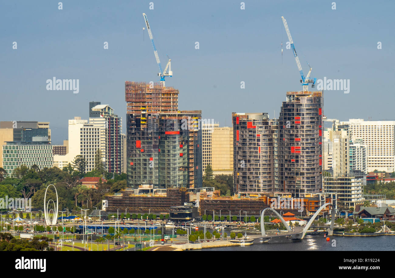 High rise apartment and hotel towers under construction at Elizabeth ...