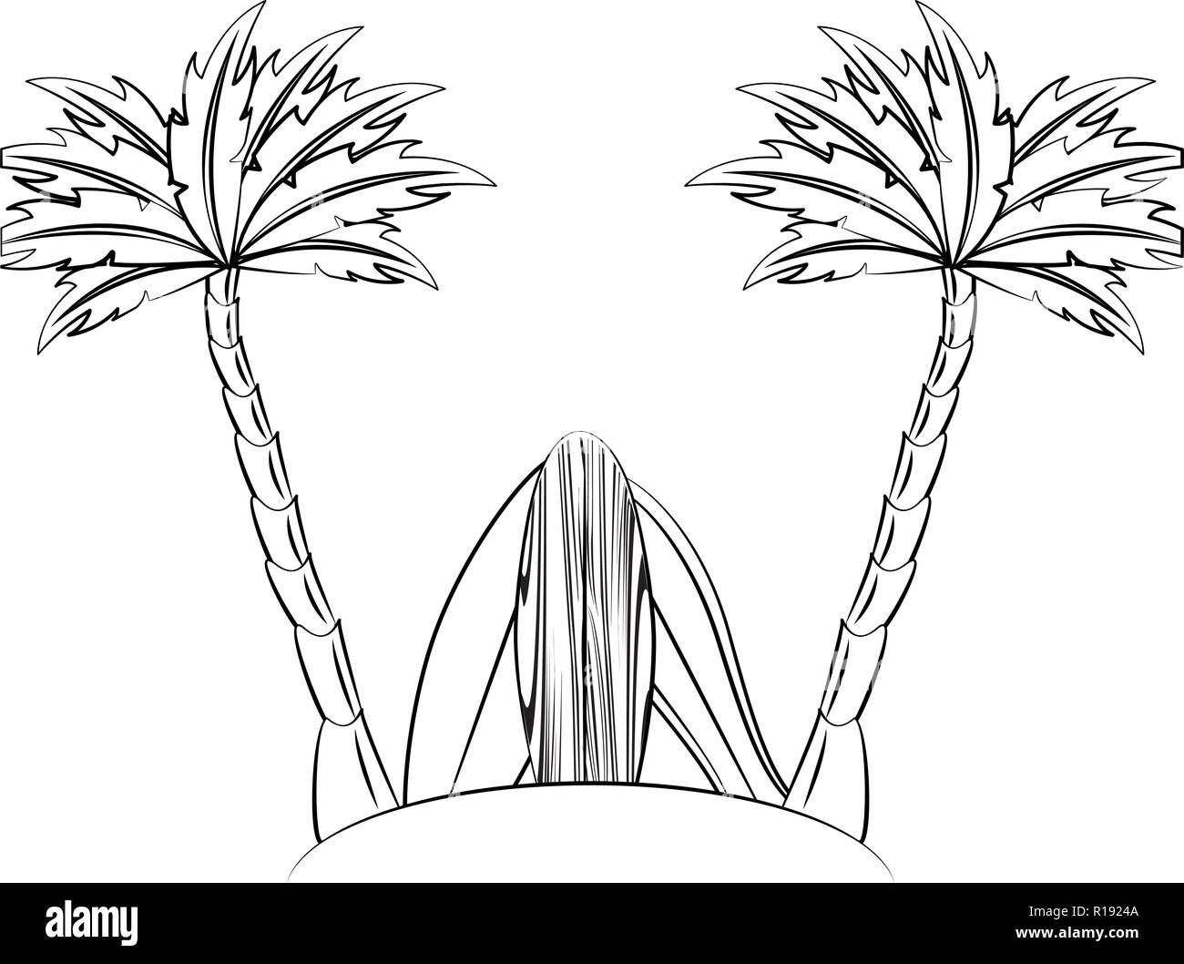 summer surf tables in the beach cartoons sketch vector illustration ...