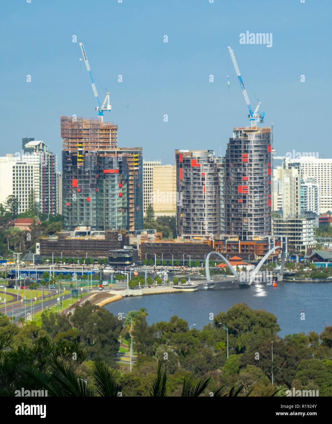 High rise apartment and hotel towers under construction at Elizabeth ...